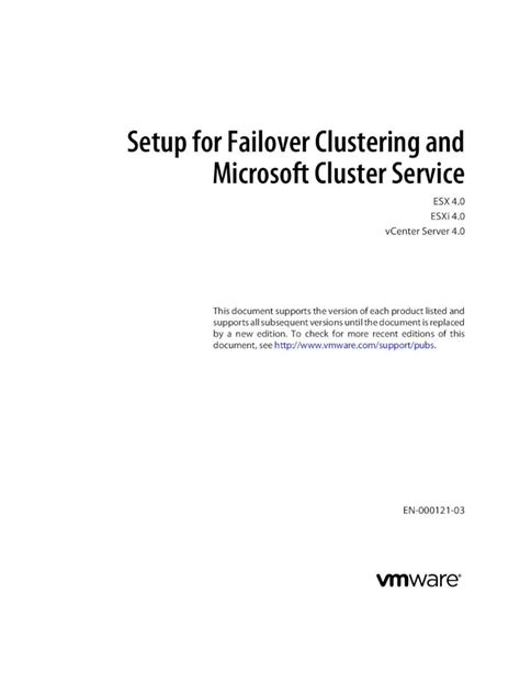 Pdf Setup For Failover Clustering And Microsoft Cluster Service Esx