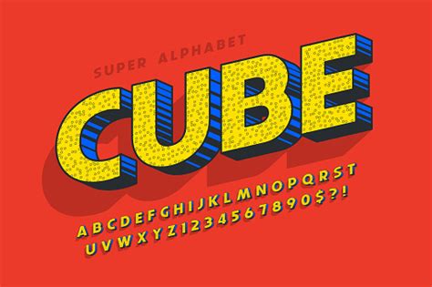트렌디 한 3d 코믹 글꼴 디자인 다채로운 알파벳 서체 컴퓨터 글자에 대한 스톡 벡터 아트 및 기타 이미지 컴퓨터 글자 3