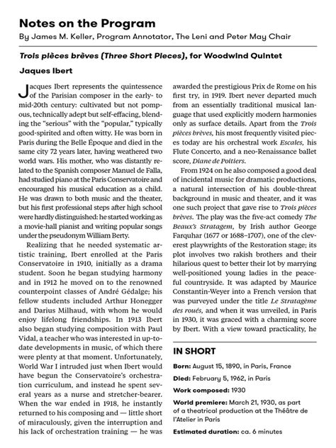Notes On The Program Jaques Ibert Pdf Classical Music Performing
