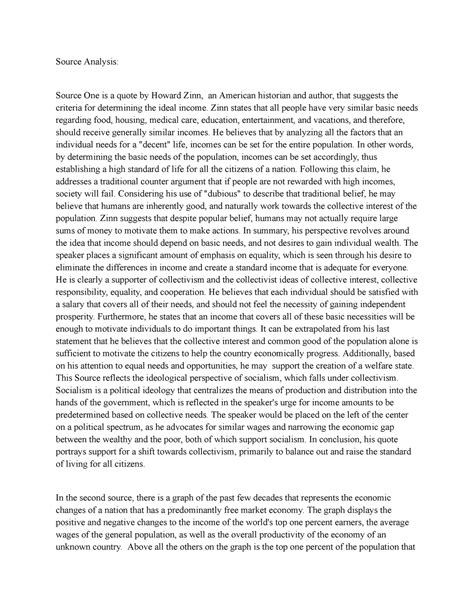 Source Analysis Source Analysis Source One Is A Quote By Howard Zinn An American Historian