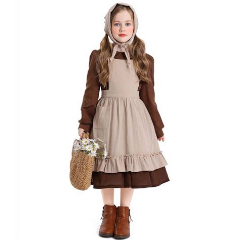 Rustic Maid Costume For Stage Play Peasant Farm Girl Outfit 4kigu