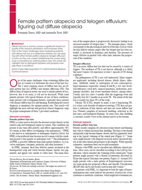 15 Female Pattern Alopecia And Telogen Effluvium Figuring Out Diffuse