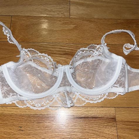 White Lace Balconette Bra With Bows Lingerie Depop