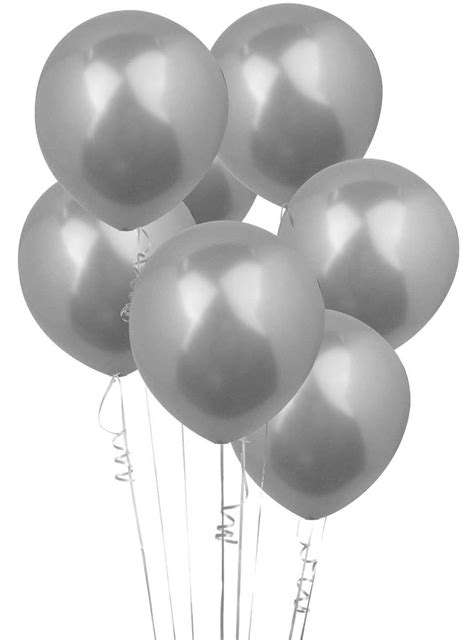 Pack Of 6 Metallic Silver Balloons Party Supplies