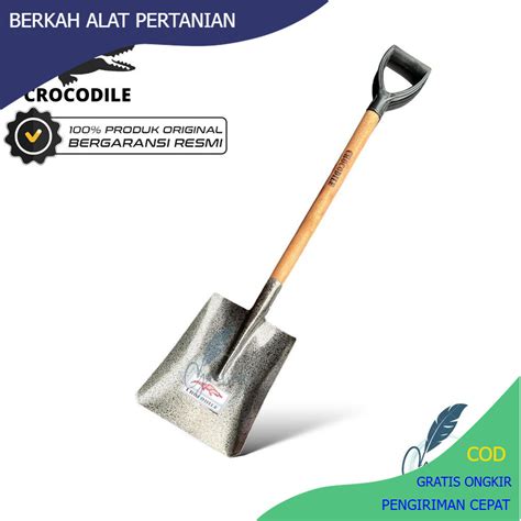 Jual Sekop Pasir Baja Asli Gagang Kayu Sekop Proyek Cap Buaya