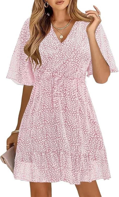 Freshpretty Womens Summer Dresses 2025 Casual Short Sleeve V Neck