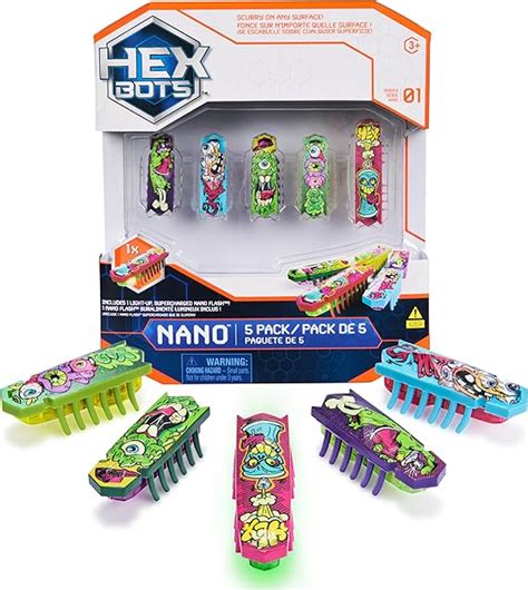 Hex Bots Nano 5 Pack 4 Mini Bots With Bonus Flash Bot