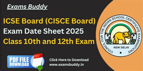 Icse Isc Board Exam Of Class 10th And 12th Date Sheet For March 2025