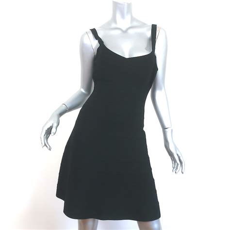 Herve Leger Melina Flared Bandage Dress Black Size Medium Celebrity Owned