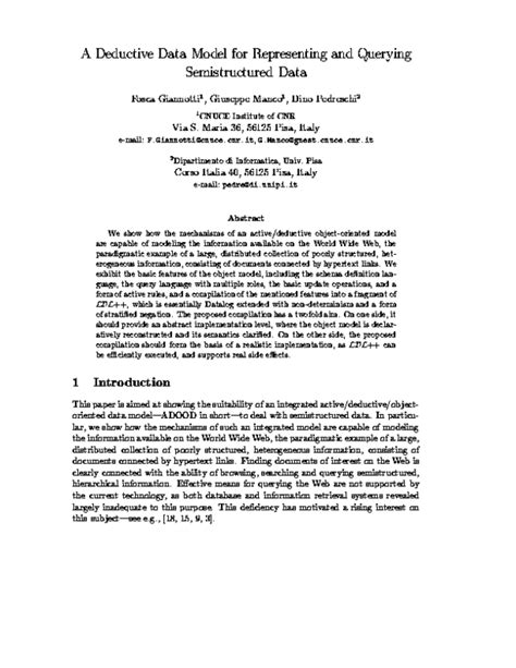 Pdf A Deductive Data Model For Representing And Querying