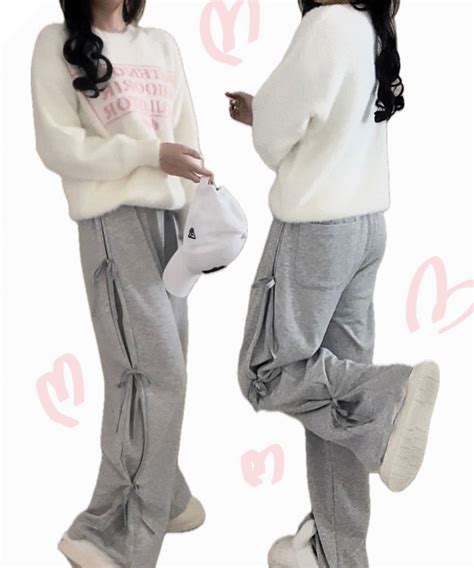 발레코어오픈할인md추천 데일리 사이드 리본 꾸안꾸 와이드 트레이닝 팬츠 에이블리