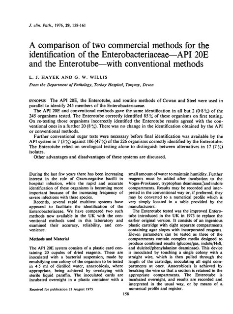 A Comparison Of Two Commerical Methods For The Identification Of The