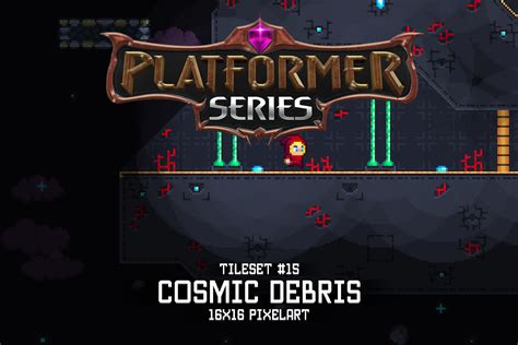 2d Platformer Tileset Cosmic Debris 16x16 Pixelart 2d Environments