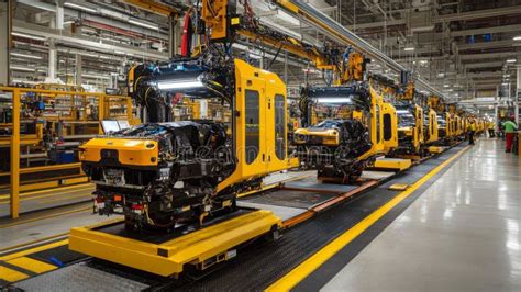 automated assembly line in modern factory stock illustration