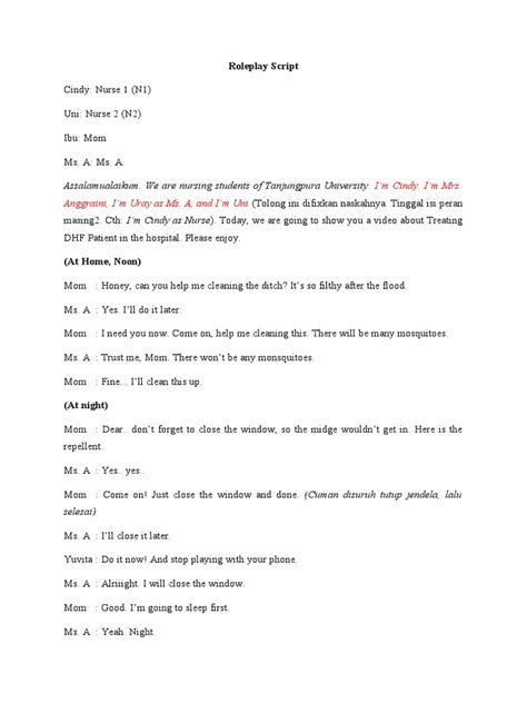 Nursing Roleplay Script Pdf Epidemiology Clinical Medicine
