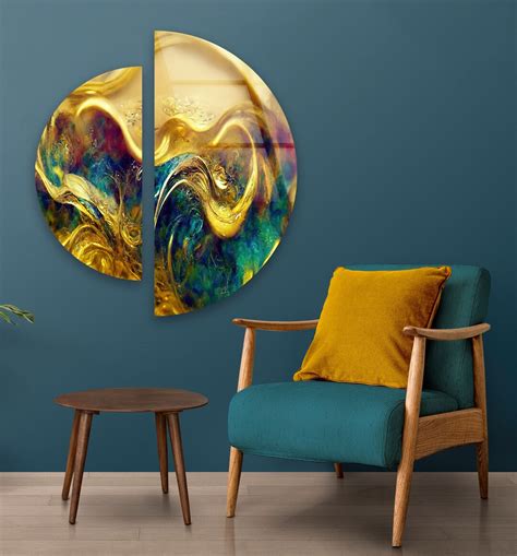 Tempered Glass Wall Art Set Of D Circle Glass Wall Art Circular Wall Art Geometric Living Room