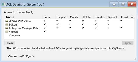 Sassafras Help — Acl Details Window