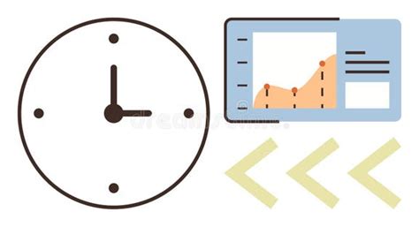 Time Management Concept With Clock Data Visualization And Backward Arrows Stock Illustration