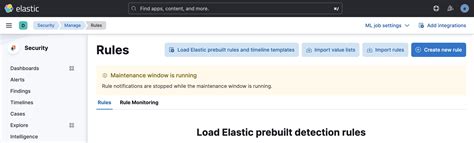 Security Solution Rule Management Page Should Indicate The Presence Of An Active Maintenance