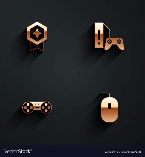 Set Game Rating With Medal Console Joystick Vector Image