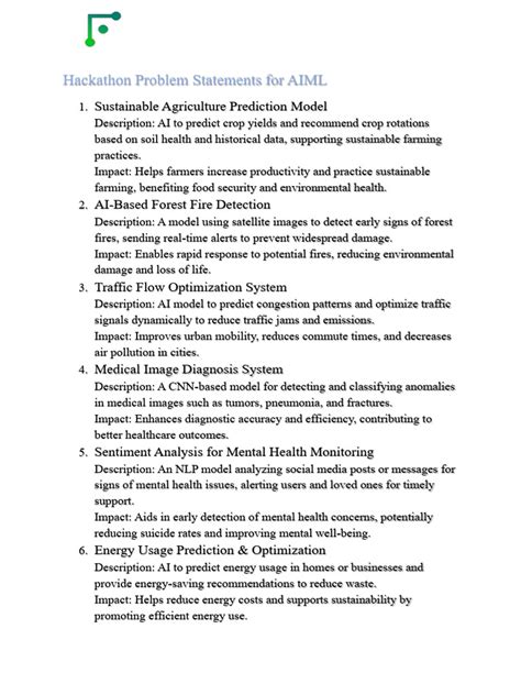 Hackathon Problem Statements Pdf Artificial Intelligence
