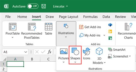 How To Insertdraw A Line In Excel Straight Line Arrows Connectors