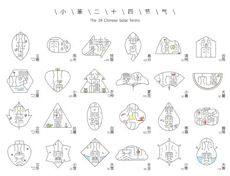 小篆字体插画设计 二十四节气系列空我rosedestiny 站酷zcool