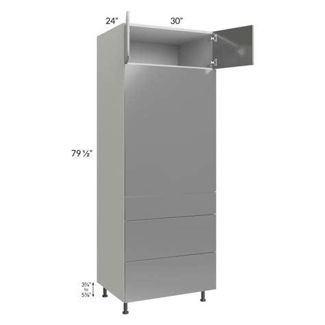 Milan Grey Gloss 30x84 Single Oven Cabinet With 3 Drawers