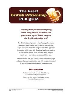 The Great British Citizenship Pub Quiz How British Are You The
