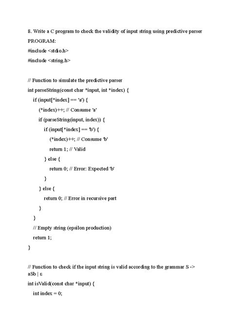 cycle 8 compiler design write a c program to check the validity of