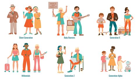 Human Generations Flat Set 26322537 Vector Art At Vecteezy