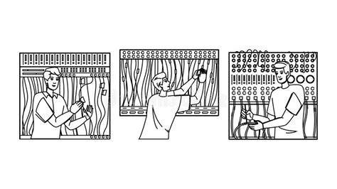 Construction Labeling Cables Engineer Vector Stock Vector