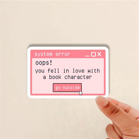 System Error Pop Up Message Funny Bookworm T Fictional Men Novel Tropes Kindle Sticker