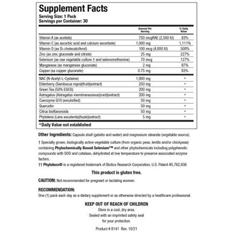 Immune Support Packs 30ct By Biotics Research