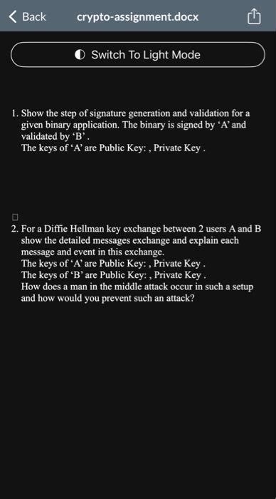 Solved 1 Show The Step Of Signature Generation And