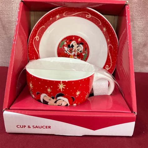 Disney Mickey And Mini Mouse Cup And Saucer Christmas Set