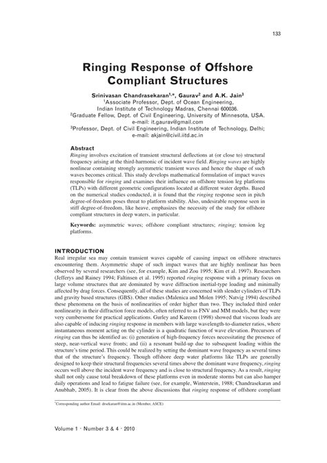 Pdf Ringing Response Of Offshore Compliant Structures Researchgate