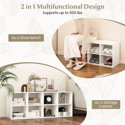 8 Cubbies Shoe Organizer With 500 Lbs Weight Capacity Costway