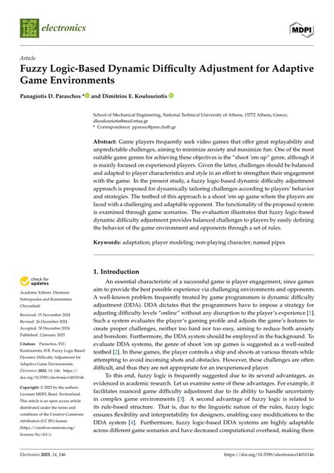 pdf fuzzy logic based dynamic difficulty adjustment for adaptive game environments