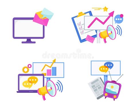 Advertising And Promotion Icons Set Promotion Strategy Digital