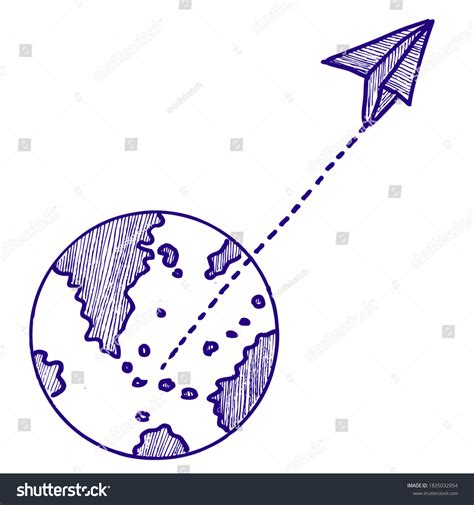 Airplane Globe Sketch Illustration Stock Vector Royalty Free