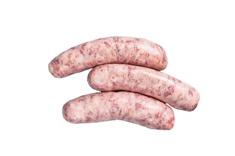 Premium Photo Raw Bratwurst Sausages For Bbq With Spices Isolated On White Background