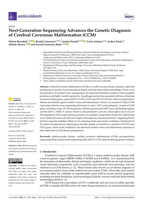 Pdf Next Generation Sequencing Advances The Genetic Diagnosis Of