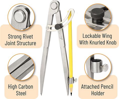 Mr Pen Professional Large Compass For Woodworking 12 Inch Compass With Wing Compass For