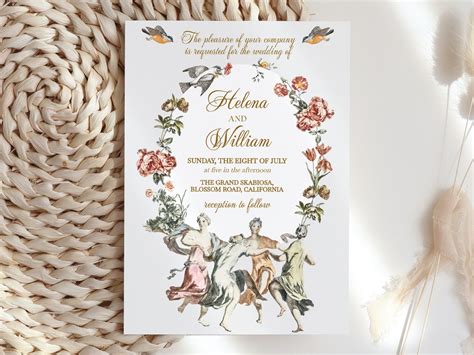 Vintage Regency Wedding Invitation Template Victorian Floral