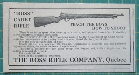 1919 Canadian Ross Rifle Ad Ross Cadet Rifle Ebay