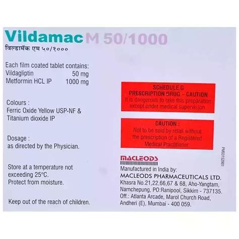 Vildamac M 50 1000 Tablet 15 Uses Price Dosage Side Effects