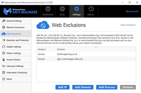 Web Protection Exclusions Not Working Malwarebytes For Windows