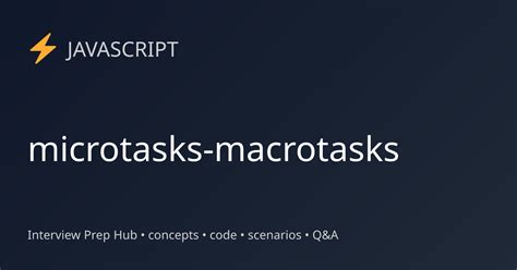 Microtasks Macrotasks Javascript Tech Interview Prep Hub