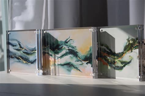 Hand Signed Abstract Fine Art Print In Acrylic Block Frame 5x7 And 5x5